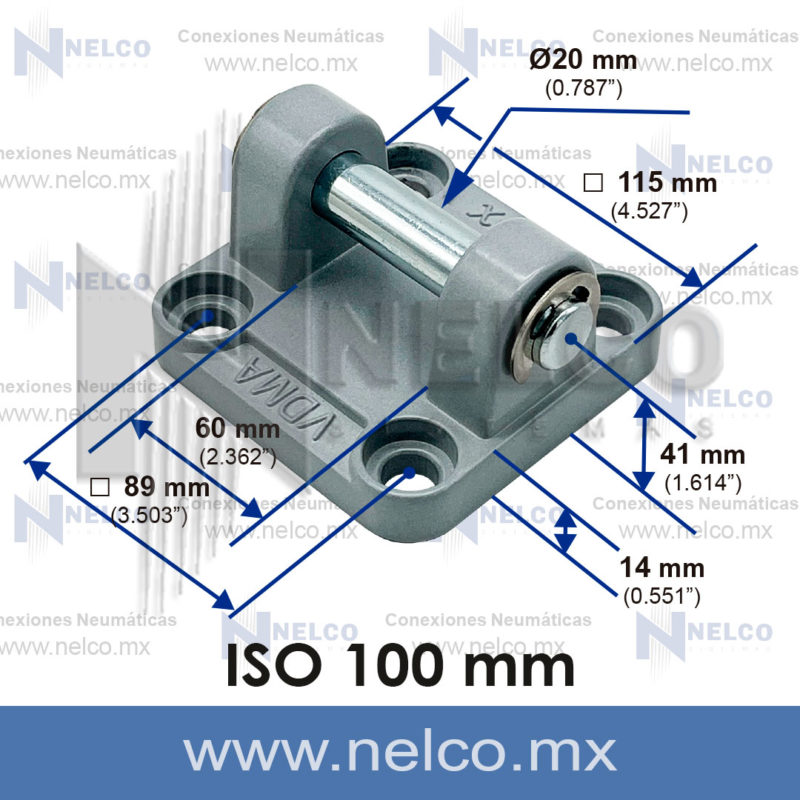 Clevis doble para cilindro neumatico 80 mm - Accesorio de soporte